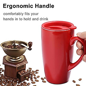 Vivimee 6 Pack Ceramic Coffee Mug Set with Lids, 18 Ounce Large Tall Colored Coffee Mugs with Lid, Coffee Mug Set for Your Coffee & Tea, Porcelain Tea Cups for Coffee, Milk, Office, Home