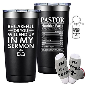 Grifarny Pastor Appreciation Gifts - Pastor Gifts for Men, Women - Thank You, Christmas Gifts for Pastor - Be Careful or You Will End up in My Sermon Pastor Tumbler Cup 20oz
