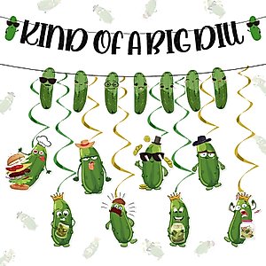 Rngmsi Pickle Party Banner Decorations - 10PCS Kind of A Big Dill Banner Decorations Pickle Theme Hanging Swirls Decorations Cucumber Pickle Birthday Party Decorations Supplies