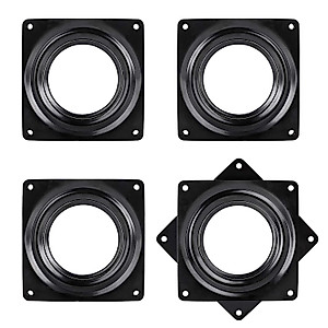 Lazy Susan Turntable Bearings 4 Pack 3 Inch Square Heavy Duty Swivel Plate 5/16 Inch Thick for Bar Stool Chair (Black)