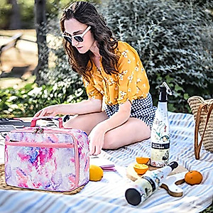 Kids Lunch Box Boys Girls Insulated Lunch Cooler Bag Reusable Lunch Tote Kit for School Travel (878 Galaxy-Purple)