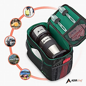 Adir Mini Single Serve Travel Coffee Maker Pouch Organizer, Portable For Travel, Camping, Office Lunch Bag For Grab & Go Daily Use (Red)