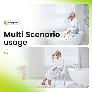 OasisSpace Shower Chair for Inside Shower - 450lbs Heavy Duty Bathroom Shower Chair with Back and Arms, Wide Seat Shower Stool with Handles, Adjustable Handicap Shower Seat for Senior and Disabled