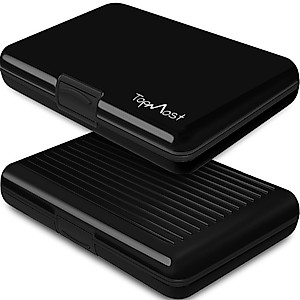 TopMost RFID-Blocking Aluminum Black Wallet Credit Cards Holder for men & women - Slots for 12 Cards And Bills