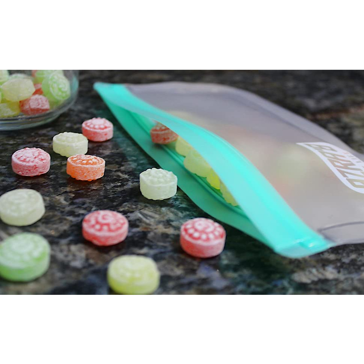 Reusable Storage Bags – 12 Pack BPA FREE PEVA LEAKPROOF Ziplock Freezer Bags (4 Gallon Bags, 4 Sandwich Bags, 4 Snack Bags) EXTRA THICK Resealable Bags for Meat Fruit Veggies