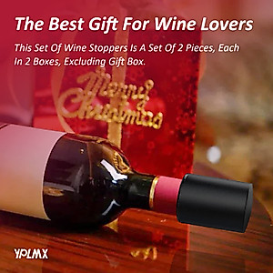 [2-Pack] YPLMX Vacuum Wine Bottle Stopper. The Built-In Vacuum Pump Sucks Air Away And Keeps The Wine Fresh. High-End Stoppers Can Be Reused. The Best Gift For Wine Lovers (Black)