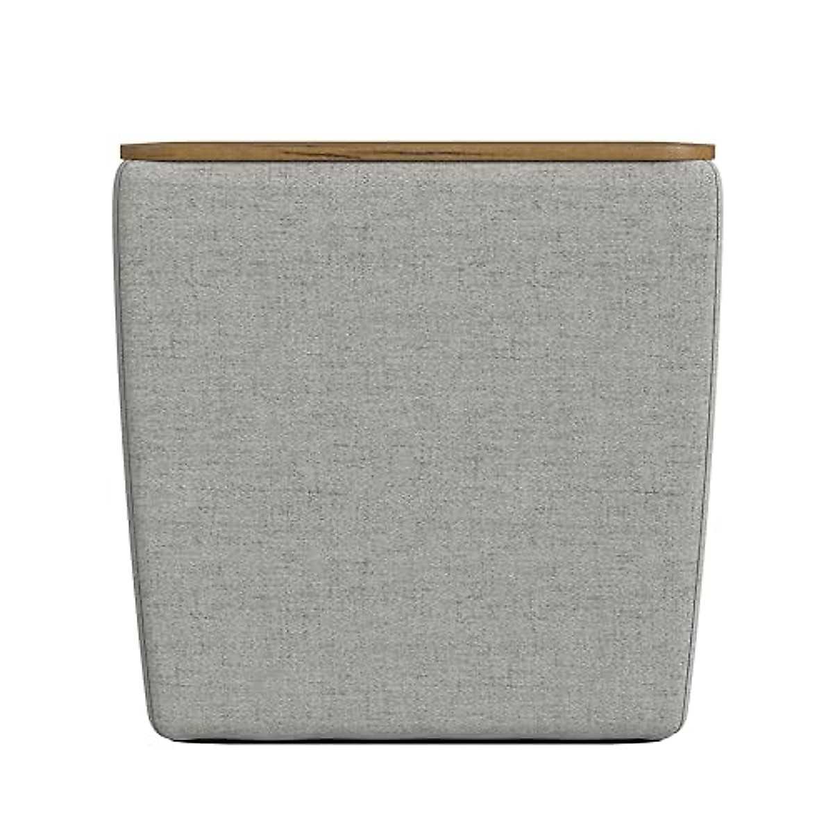 HomePop Home Decor Storage Ottoman with Wood Top|Upholstered Modern Square Storage Ottoman with Storage for Living Room & Bedroom, Gray Woven