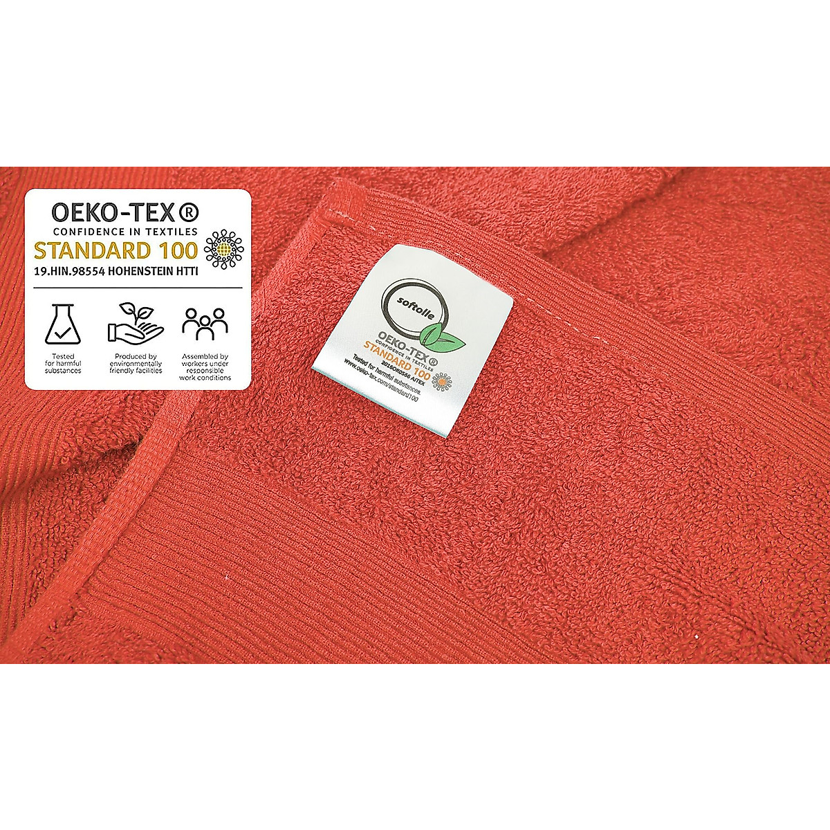 Softolle 100% Cotton Luxury Bath Towels -Towels for Bathroom - Set of 4 Bath Towel (27” x 54”)- Eco-Friendly, Super Soft, Highly Absorbent Bath Towel - Oeko-Tex Certified (Grey) (Coral)