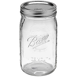 Ball Wide Mouth Quart 32-Ounces Glass Mason Jar with Lid and Band
