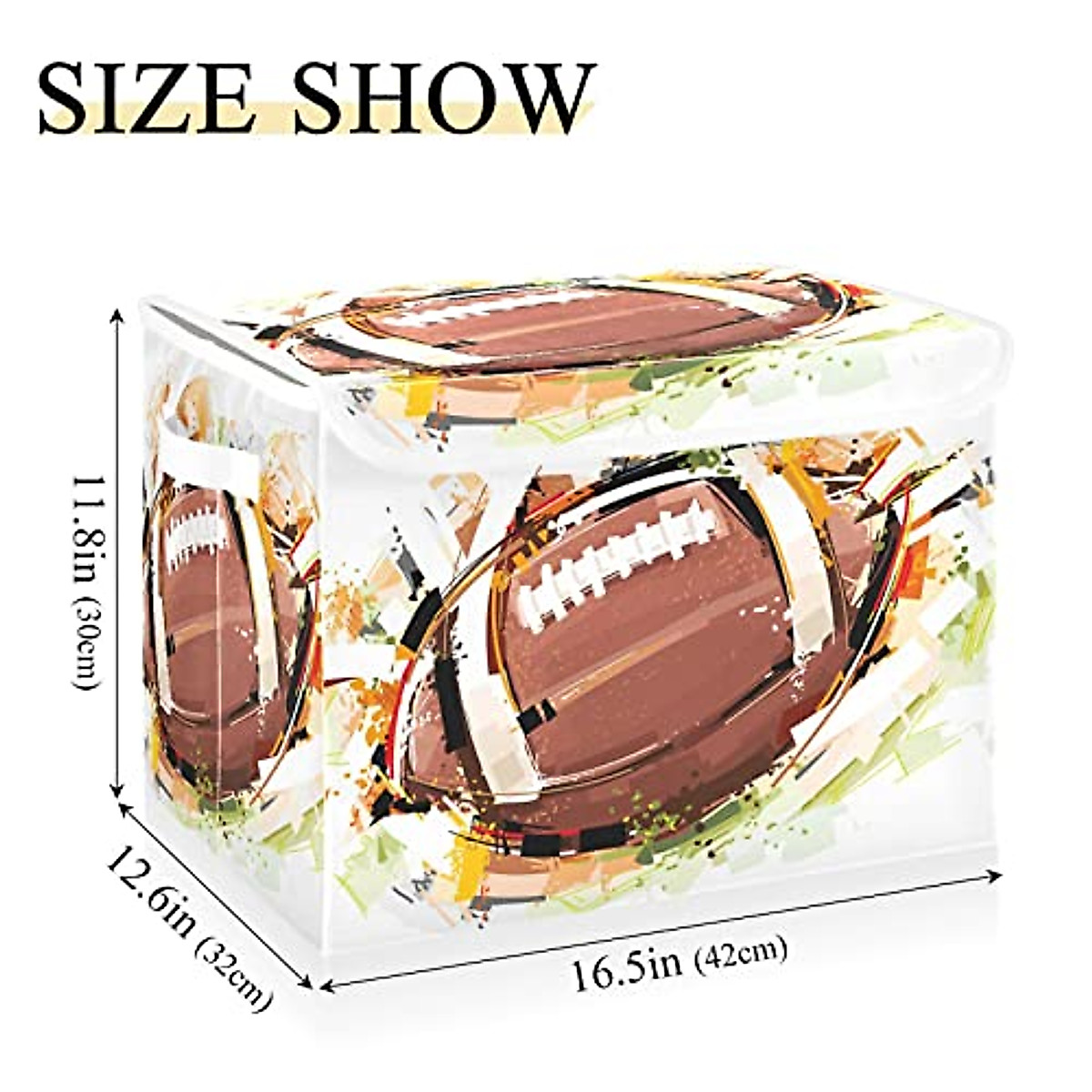 innewgogo Sketchy Football Storage Bins with Lids for Organizing Storage Basket with Handles Oxford Cloth Storage Cube Box for Car