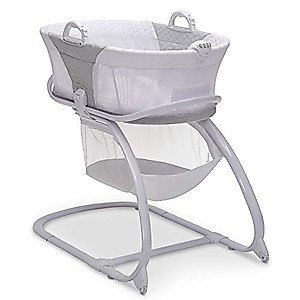 Delta Children 2-in-1 Moses Basket Bedside Bassinet Sleeper - Portable Baby Crib with Wheels & Removable Moses Basket, Grey