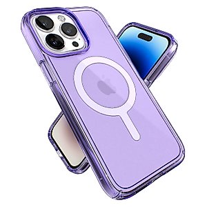 Speck Clear iPhone 14 Pro Max Case - Slim, Built for MagSafe, Scratch Resistant & Drop Protection Clear Phone Case - Anti-Yellowing - 6.7" iPhone 14 Pro Max Case - Amethyst Purple GemShell