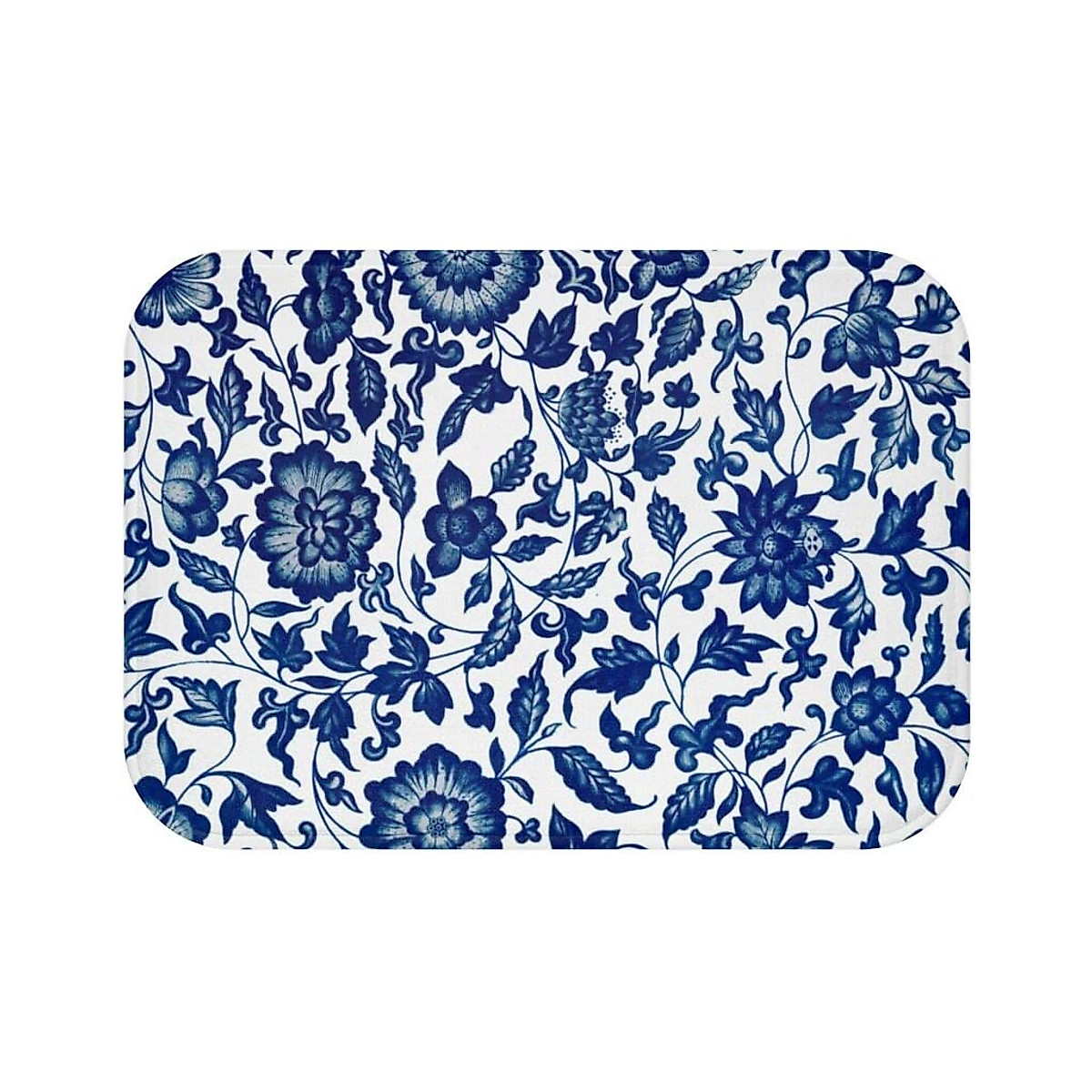 Bath Mat Blue White Floral Botanical Home Decor Durable Welcome Front Door Mats Entryway Rugs Non-Slip Floor Mat Entrance Rugs Bath Rug Kitchen Rugs 18 x 30 in