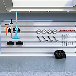 Gueryee Broom and Mop Holder Wall Mounted, Broom Hanger, Broom Organizer Wall Mount, Stainless Steel Broom Hook, Heavy Duty Broom Rack for Laundry Room, Garden, Garage, Bathroom(3 Racks 4 Hooks)