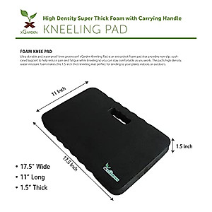 xGarden - Portable Kneeling Pad for Gardening - High Density Foam Kneeler with Carrying Handle - Extra Thick Foam Cushion - Waterproof - Versatile - Indoor or Outdoor - 17.5" x 11" x 1.5" - Black