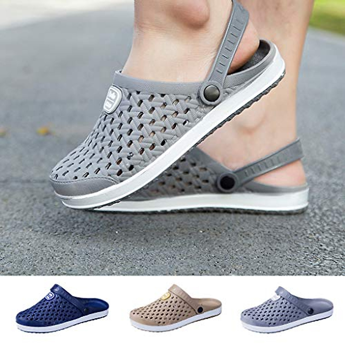 KANGMOON Mens Mesh Sandals Garden Clog Shoes Breathable Outdoor Slippers Lightweight Walking Sandals