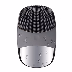 HUE Facial Cleansing Brush 3-in-1 Silicone Face Scrubber 5 Modes Facial Brush IPX7 Waterproof Face Brush Cleanser USB Facial Massager Face Brushes for Cleansing and Exfoliating(Grey)