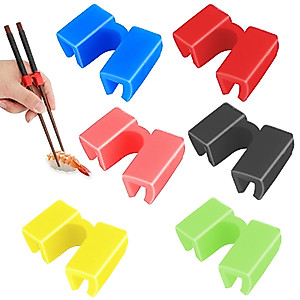 6 Pieces Reusable Chopstick Helper Training Chopsticks Replaceable Practice Chopsticks Hinges Connector Non Slippery Training Chinese Chopstick for Adults, Kids, Beginner, Trainers or Learner