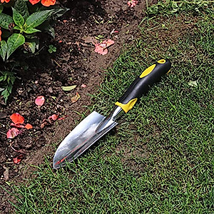 Sinoer Garden Shovel Trowel & Hand Shovel Soft Rubberized Non-Slip Handle, use for Transplanting, Weeding, Moving and Smoothing Digging & Planting