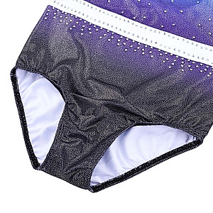 XFGIRLS Gymnastics Leotards for Girls Sparkle 2 Piece Activewear Sleeveless Gymnastics and Tumbling Athletic Leotards with Short Set Blue Purple Size 10-12