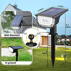 Hamenlo Solar Spot Lights Outdoor, 43 LEDs Outdoor Solar Landscape Spotlights IP67 Waterproof Adjustable 2-in-1 Solar Outdoor Landscape Lighting for Garden Yard Porch Walkway Pool Patio 2Pack Blue
