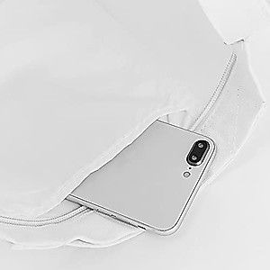 Muka Canvas Shoulder Bag with Zipper, White Hobo Crossbody Handbag Casual Tote