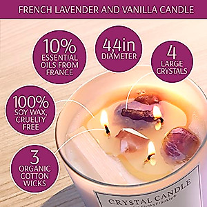 Healing Crystal Candles - Two Large Intention Candles. Amethyst Lavender and Amethyst Rose Quartz Bundle