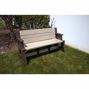 Convert-a-Bench Folding Resin Picnic Table and Bench | Mocha Driftwood