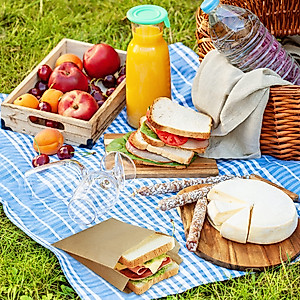 BagDream Paper Sandwich Bags 7.9x6.3x1.96" 200ct Recyclable Kitchens Paper Sack Sandwich Bags, Sealable with Thank You Stickers, Unbleached Natural Kraft Paper Bags