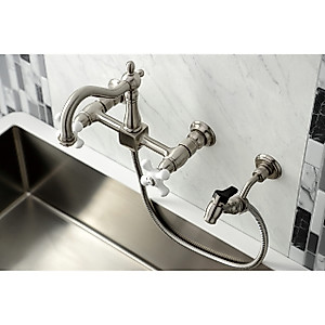 Kingston Brass KS1268PXBS Heritage Wall Mount Kitchen Faucet Sprayer, Brushed Nickel, 8 x 6.56 x 2.25