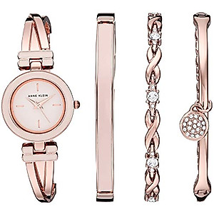 Anne Klein Women's Bangle Watch and Premium Crystal Accented Bracelet Set