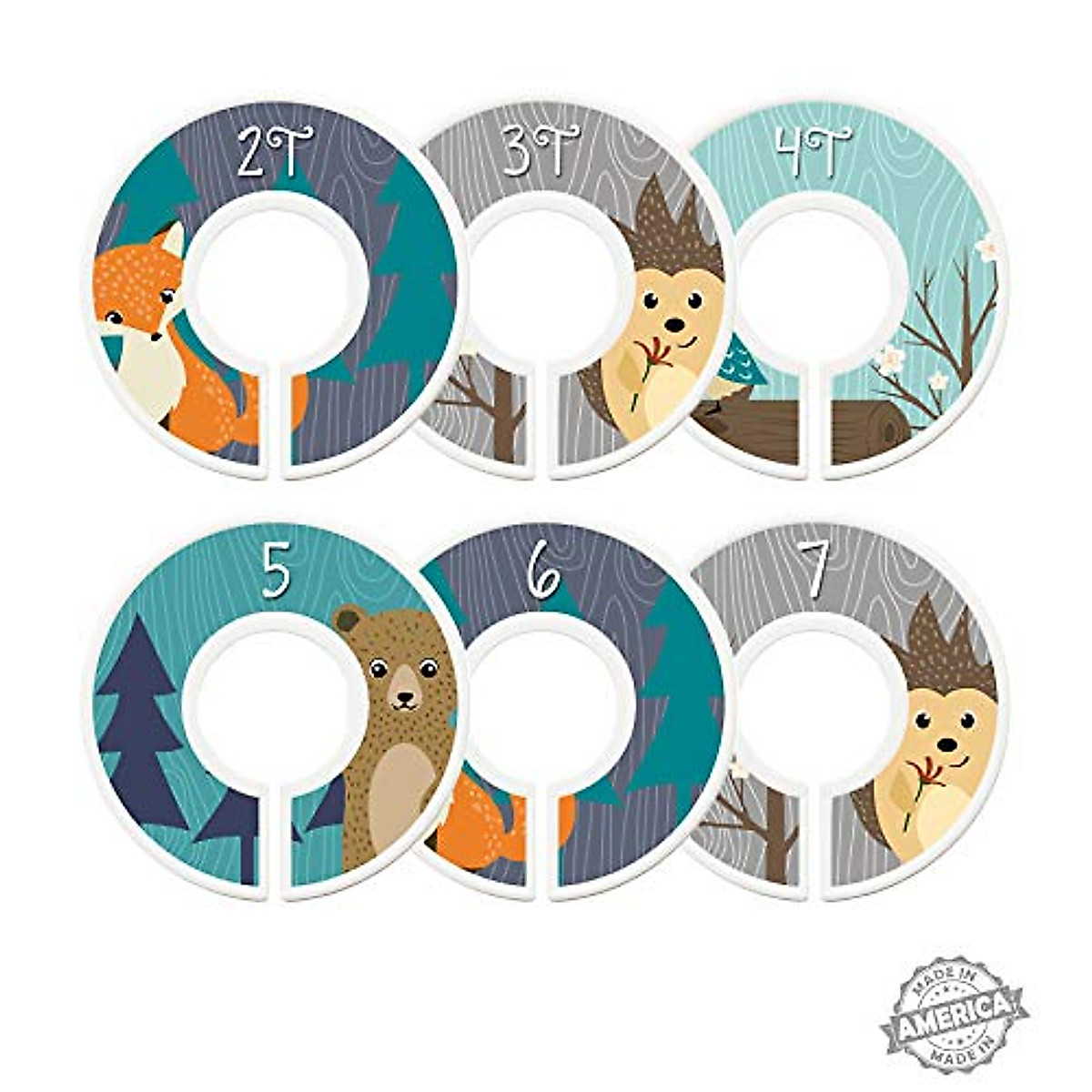 Modish Labels Kids Clothes Size Dividers, Clothes Organizer for Kids, Size Dividers, Closet Organizer System, Closet Dividers, School Clothes, Boy, Woodland, Fox, Bear, Owl, Hedgehog (Toddler/Child)