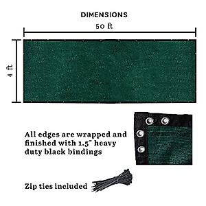 ASTEROUTDOOR Balcony and Fence Privacy Screen 4' x 50' with 90% Shade Rating - Green 170 GSM Polyethylene Fabric
