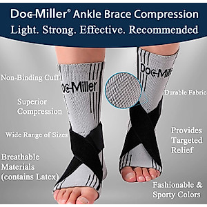 Doc Miller Ankle Brace for Women and Men, 1 Pair Small, Ankle Compression Sleeve with Adjustable Elastic Support Straps for Plantar Fasciitis Relief Sprained Foot and Achilles Tendonitis, Gray Black