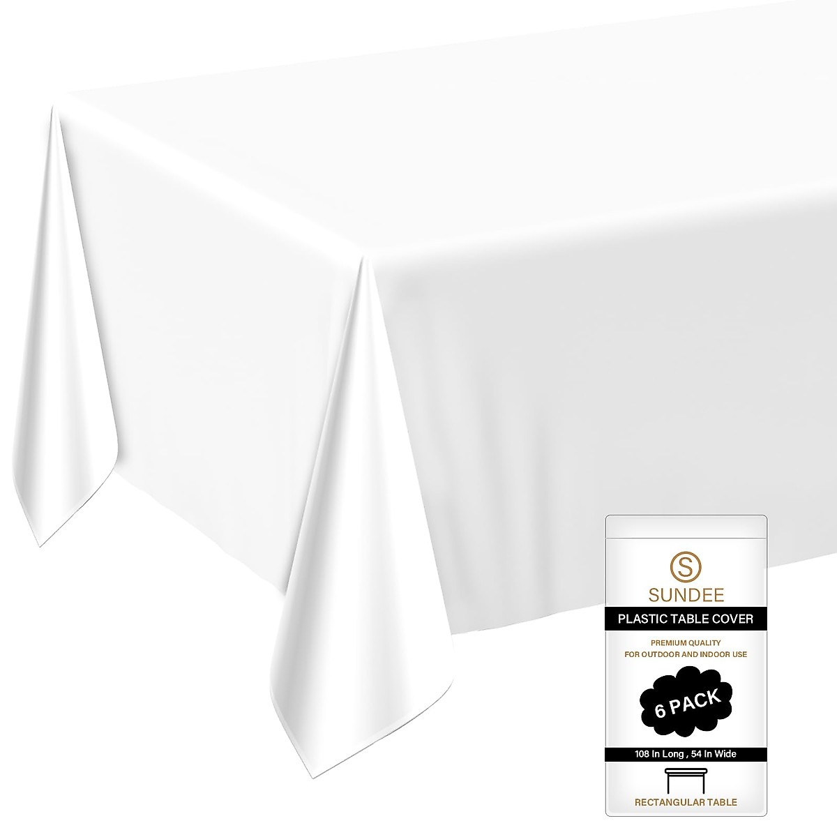 3 Pack Premium Disposable Plastic Tablecloth (54"x 108") ， Rectangle Table Cover for Wedding, Party, Banquet, Burgundy(White)