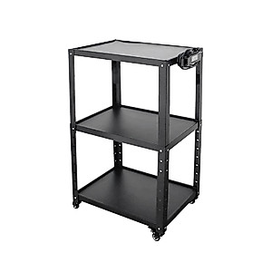 Steel AV Cart, 24-38" Height Adjustable AV Presentation Cart for Video Projector, TV, Laptop Computers, Printers, Metal Construction Rolling Storage Cart, Suitable for Office and School(41Inch)