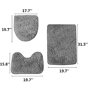 MOONASE Bathroom Rugs Set 3 Pieces Ultra Soft Non Slip and Absorbent Chenille Bath Rugs Machine Washable for Tub, Shower, Bathroom (Pink) (fdgfhgh)