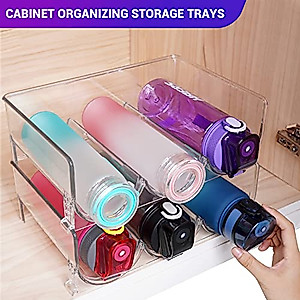 Stackable Water Bottle Organizer for Cabinet, Pantry, Freezer - Plastic Free-Standing Water Bottle and Wine Rack Storage Organizer for Kitchen Countertops, Fridge - Holds 3 Bottles Each (4 Pack)