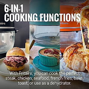 Fritaire Non-Toxic Air Fryer - Glass AirFryer 5 Quart w/ 360 Visibility, Self-Cleaning, 400F Vortex Air Fryer for Even Cooking, BPA-Free Teflon Free, 6-in-1 Functions, Rotisserie, Roast, Bake - White