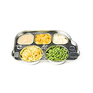 Innobaby Stainless Bus Plate with Airtight Sectional Lid, The Original, Leak-Resistant Divided Platter, Mom Invented Fun Shape Plate Din Din Smart for Babies, Toddlers and Kids, BPA Free Plate, Blue