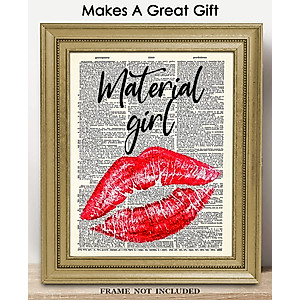 Positive Affirmations Wall Decor for Kids: "Material Girl" Madonna Dictionary Wall Art Print 8x10 Inspirational, Motivational Poster & Motivational Wall Art Office Decor for Men & Women