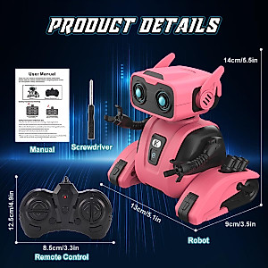 KaeKid Robot Toys for Girls, 2.4Ghz Remote Control Robot Toy, RC Robots for Kids with LED Eyes, Flexible Head & Arms, Dance & Sound, Gifts for Boys Girls Ages 3 4 5 6 7 8 Years