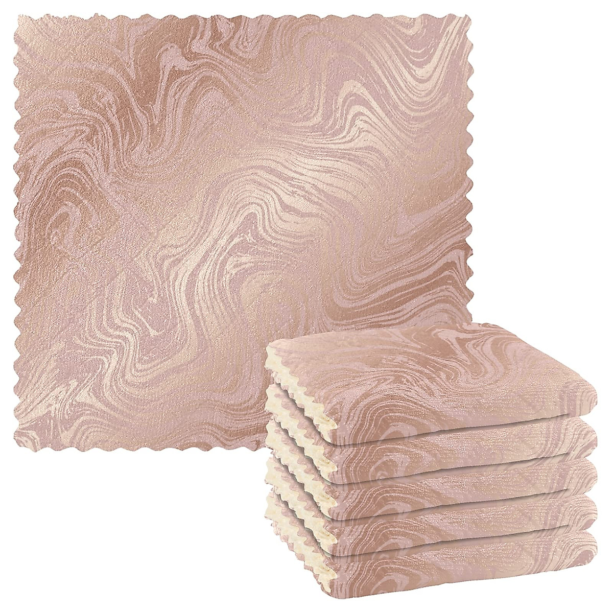 ALAZA Dish Towels Kitchen Cleaning Cloths Marble Pattern Rose Golden Dish Cloths Super Absorbent Kitchen Towels Lint Free Bar Tea Soft Towel Kitchen Accessories Set of 6,11"x11" 18
