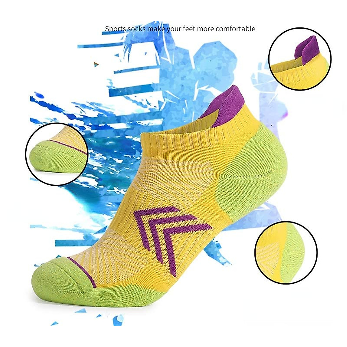 ADILAIDUN 6/12 Pairs Women Ankle Socks Athletic Running Low Cut Thick Cushion Padded Compression Socks 5-12 Size (Purple-6 Pairs)