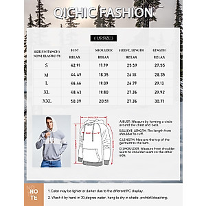 Qichic Mens Casual Pullover Hoodies Long Sleeve Hooded Sweatshirts Navy Red XL