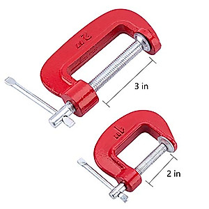 2 Piece C-Clamp Set - Lazat Chef, Heavy G-Type Fixture, Jaw Opening Fixed Clamp