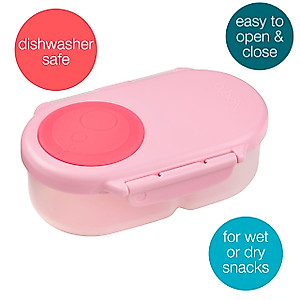b.box Snack Box for Kids & Toddlers: 2 Compartment Snack Containers, Mini Bento Box, Lunch Box. Leak Proof, BPA free, Dishwasher safe. School Supplies. Ages 4 months+ (Flamingo Fizz, 12oz capacity)