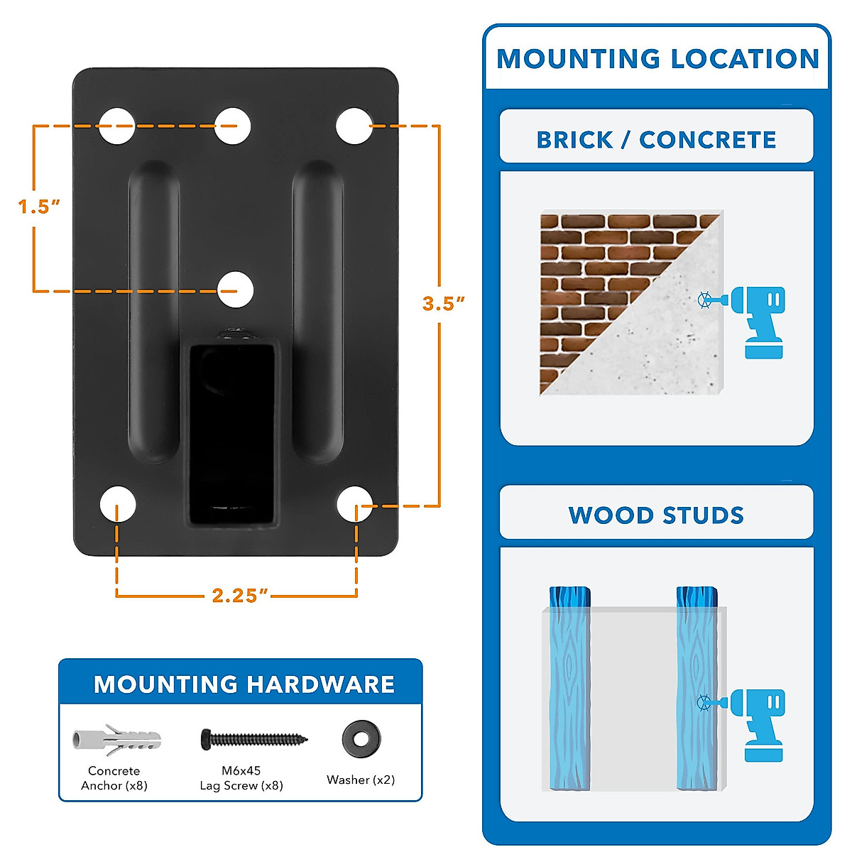 Mount-It! Bookshelf Speaker Wall Mount, Pair of Universal Side Clamping Speaker Shelf Wall Mounting Brackets for Large or Small Speakers, 2 Full Motion Mounts, 55 Lbs Capacity, Black (MI-SB37)