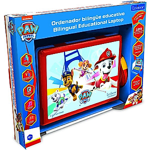 Lexibook Paw Patrol - Educational and Bilingual Laptop Spanish/English - Toy for Child Kid (Boys & Girls) 124 Activities, Learn Play Games and Music with Chase Marshall - Red/Blue JC598PAi2
