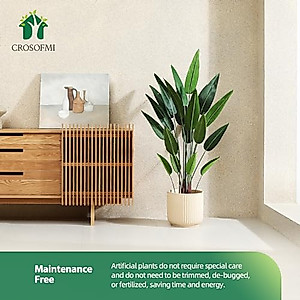 CROSOFMI Artificial Canna Lily Tree 4.6 Feet Fake Tropical Palm Tree with 20 Trunks,Perfect Large Faux Silk Plants in Pot for Indoor Outdoor Home Office Garden Modern Decoration Housewarming Gift